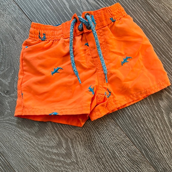 OshKosh B'gosh | Swim | Orange Swim Trunks With Sharks | Poshmark